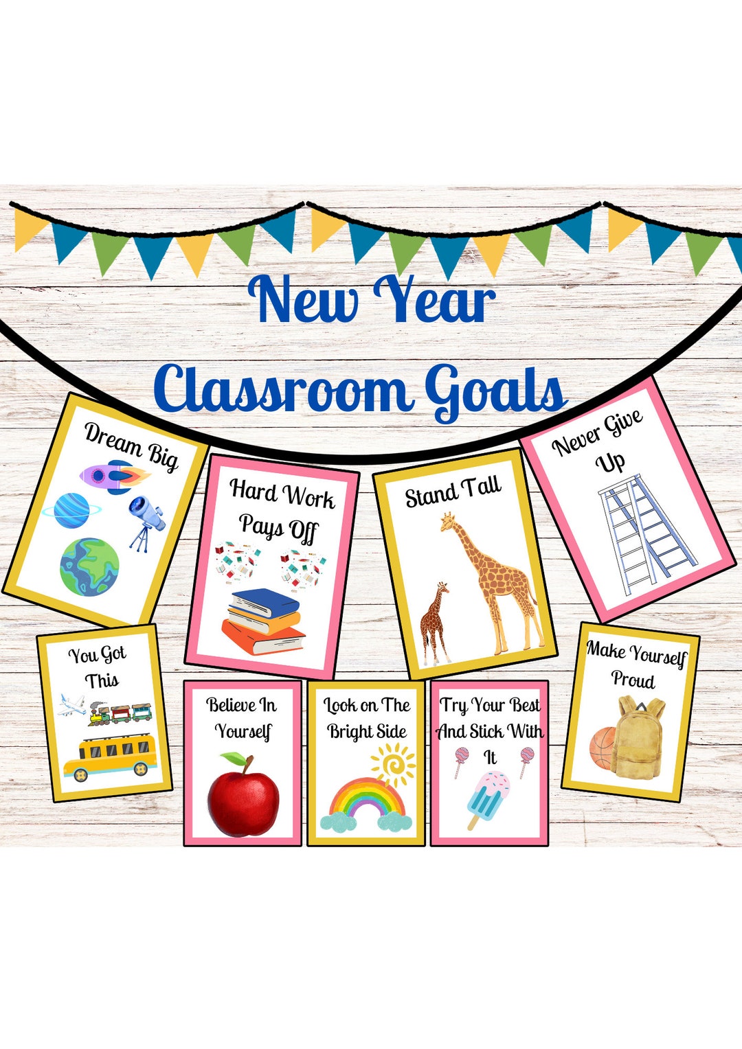 New Year Bulletin Board Kit, Motivational Sayings Bulletin Board ...