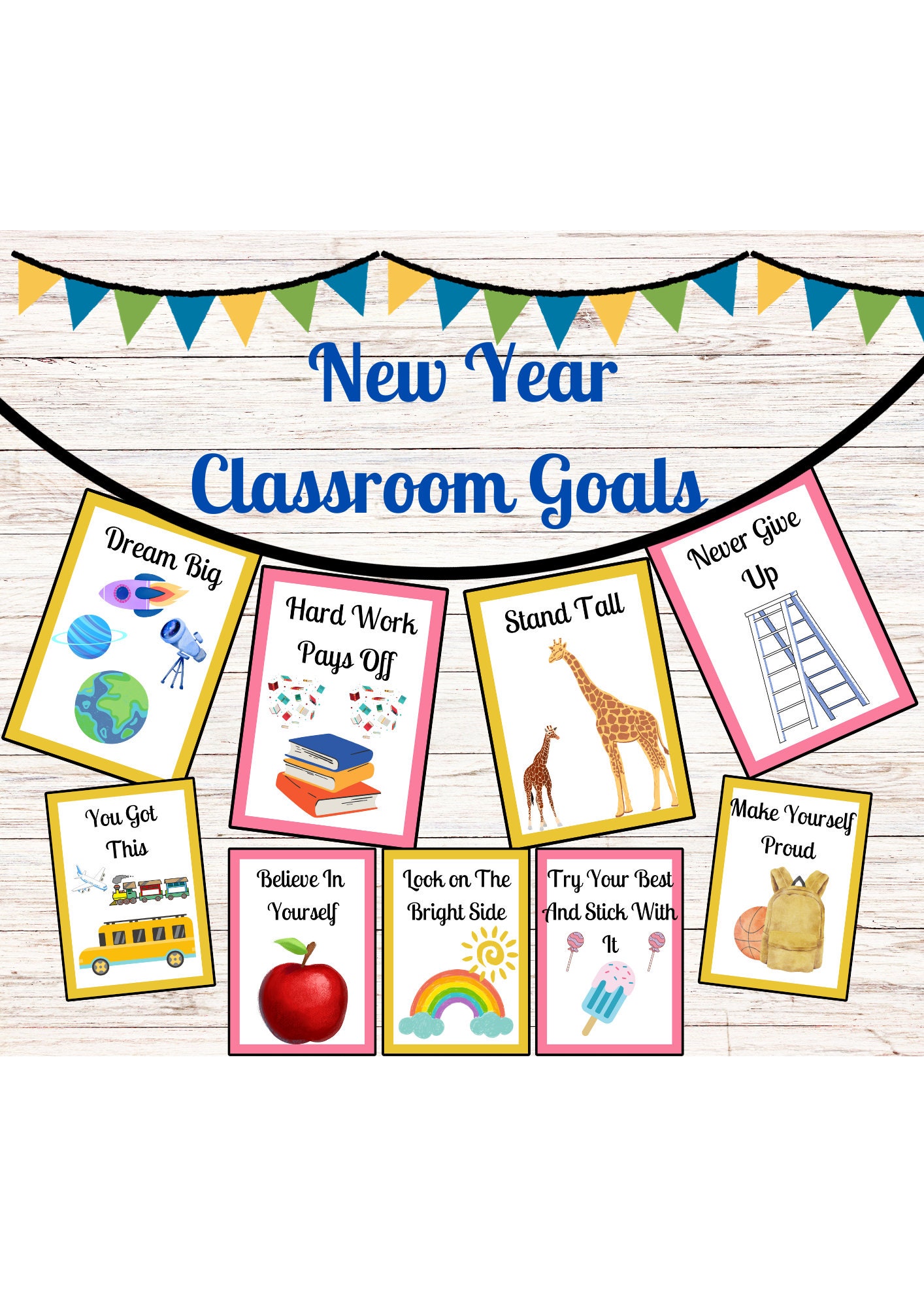 New Year Bulletin Board Kit, Motivational Sayings Bulletin Board ...