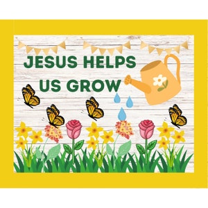 Spring Christian Bulletin Board: Jesus Helps Us Grow (A4 Printable PDF ...