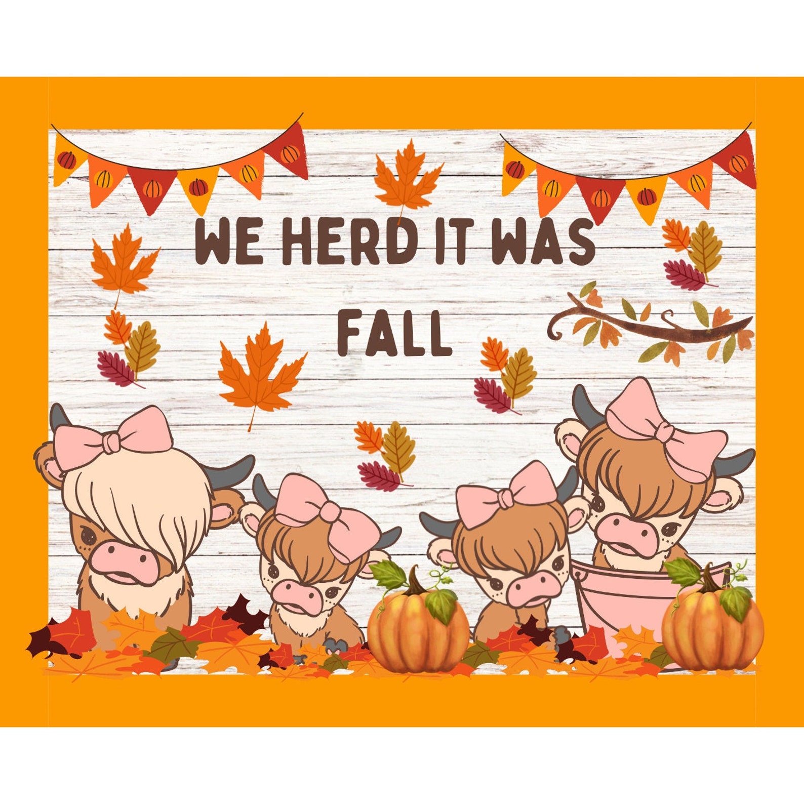 Highland Cow Fall Bulletin Board Printable: Autumn Classroom Decor (A4 ...