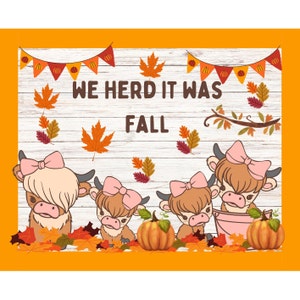 Highland Cow Fall Bulletin Board Printable: Autumn Classroom Decor (A4 ...
