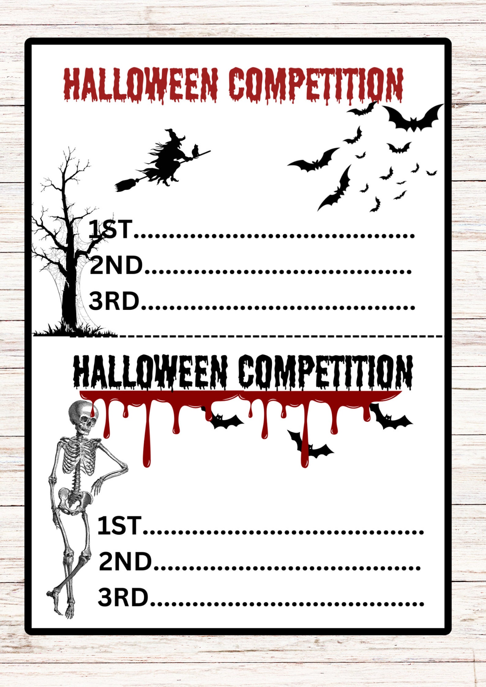 Halloween Competition Ballot Cards: 4 Unique Designs (printable PDF) - Etsy