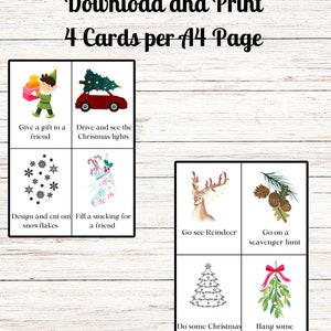 Advent Calender Flash Cards for Kids, 28 Printable Advent Activity ...