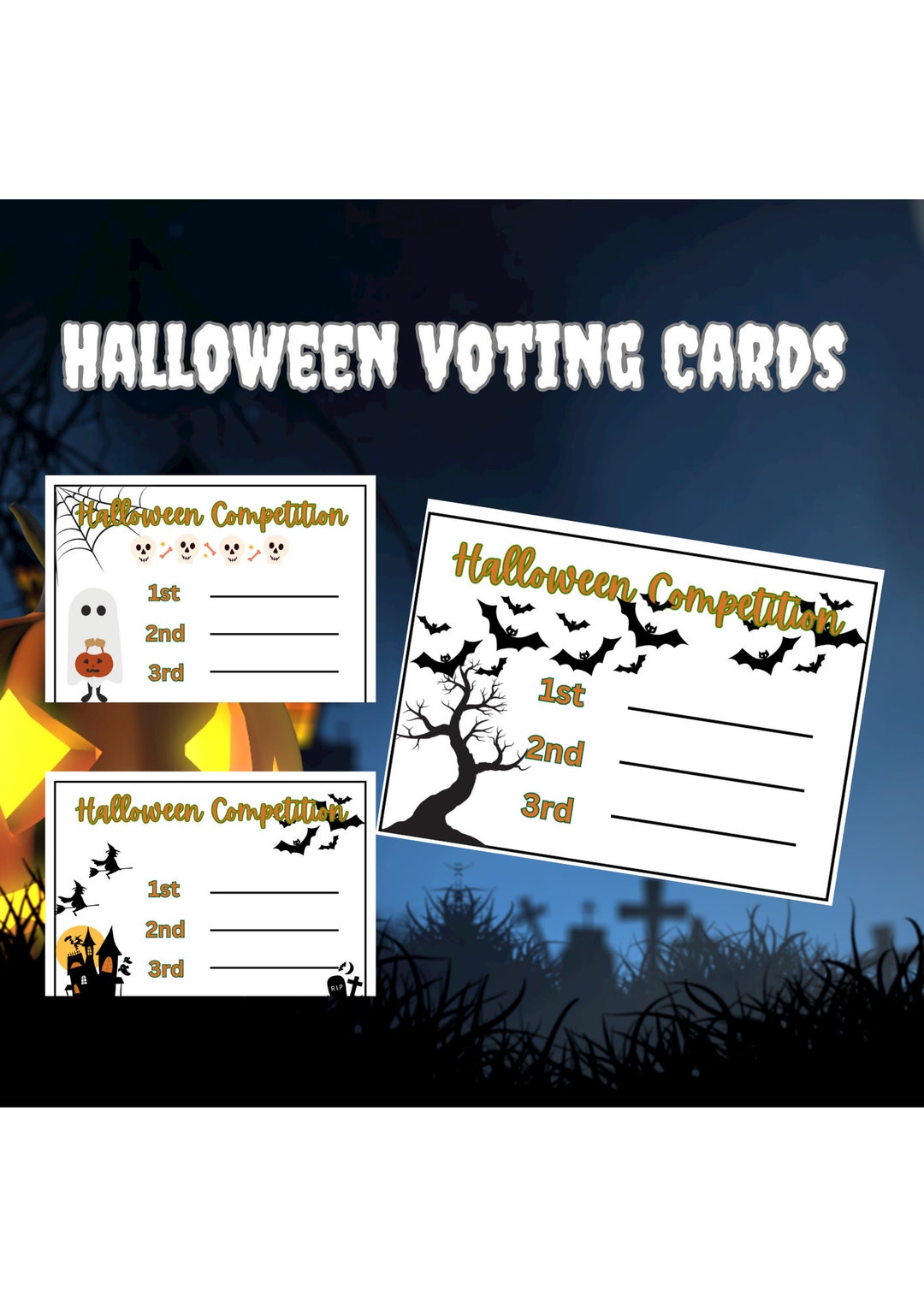 Halloween Contest Ballot Cards, Halloween Competition Printable Voting ...