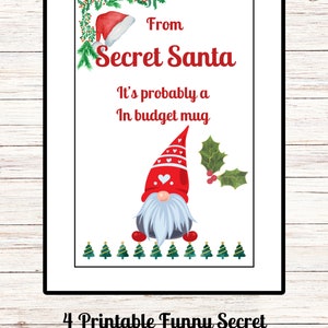Secret Santa Notes, Funny Secret Santa Printable Notes, 4 Secret Santa ...