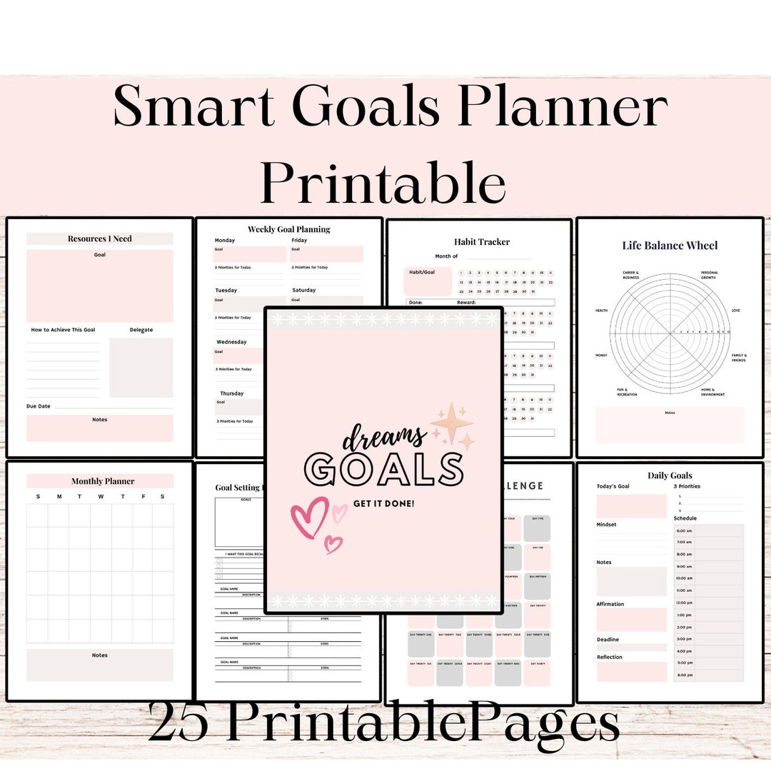 Smart Goals Planner Printable 2024 New Year Goals Planner - Etsy UK
