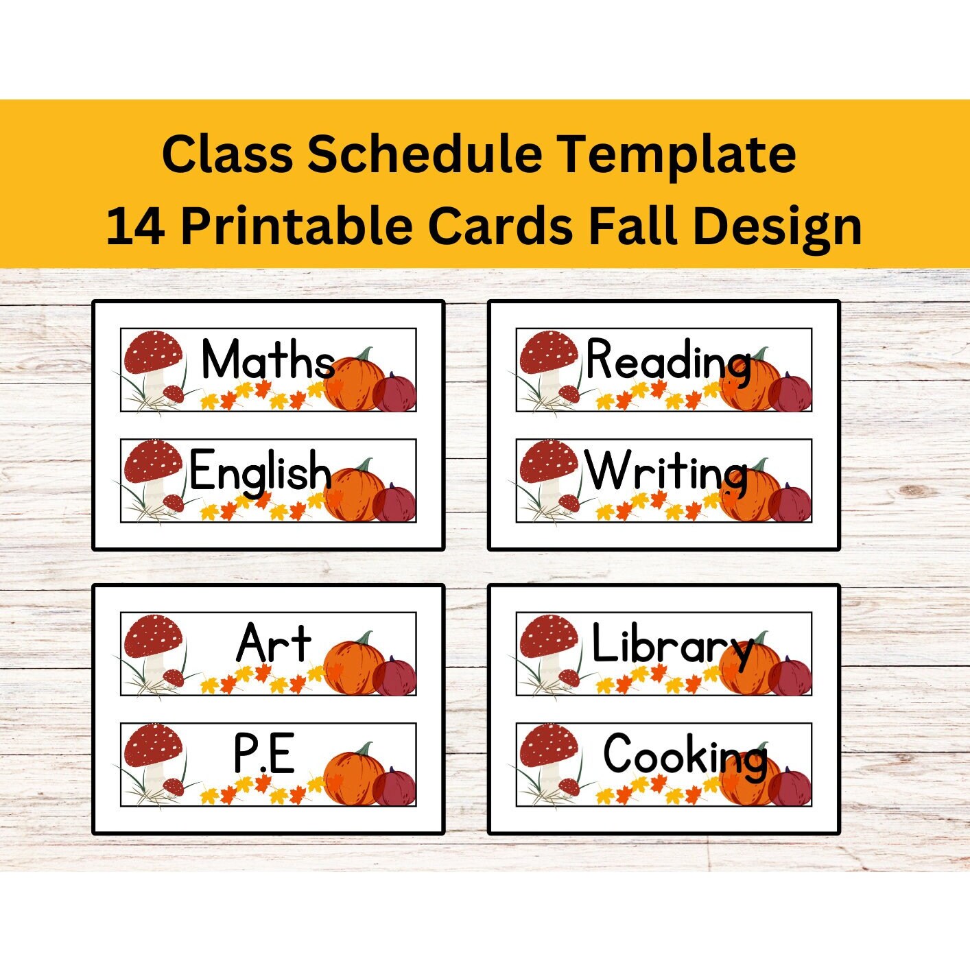 School Schedule Visual Timetable Bulletin Boards, 14 Printable Cards ...
