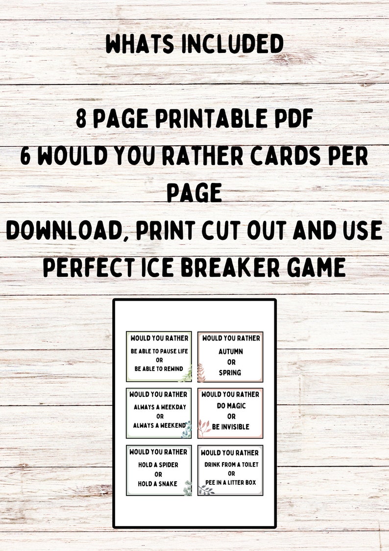 Ice Breaker Games Printable, Would You Rather Ice Breaker Game ...