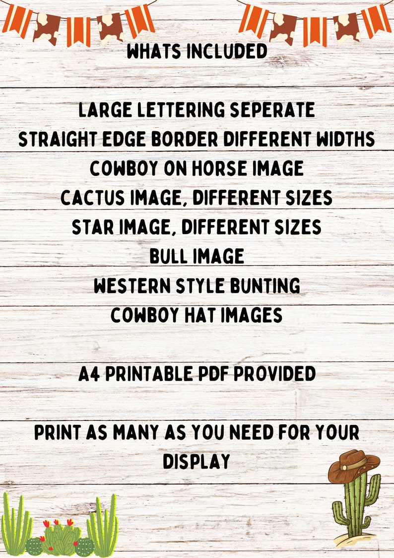 Western Bulletin Board Printable: Cowboy Rodeo Decor (A4 PDF) - Etsy