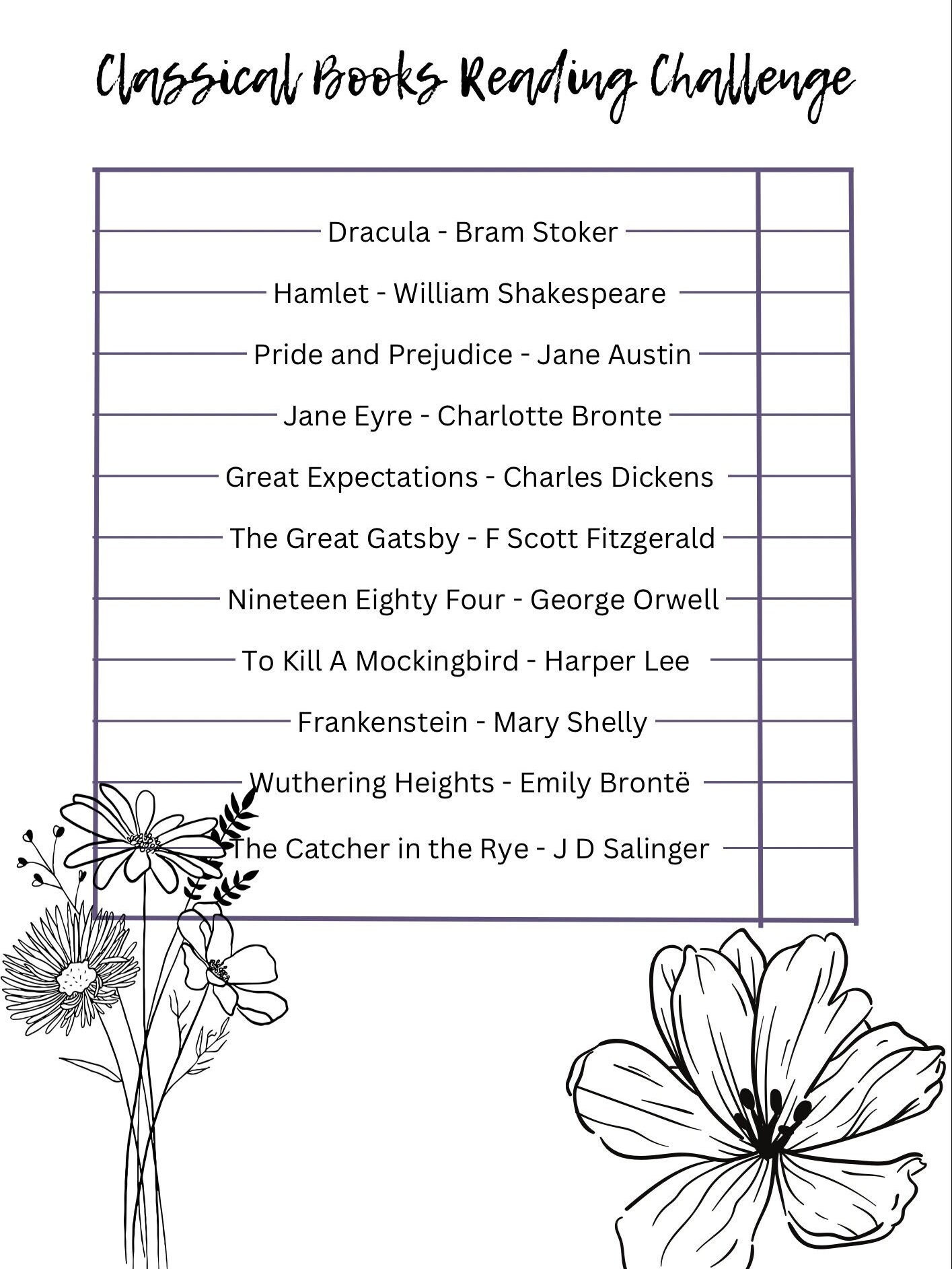 My Reading List Books to Read List Printable Classic - Etsy