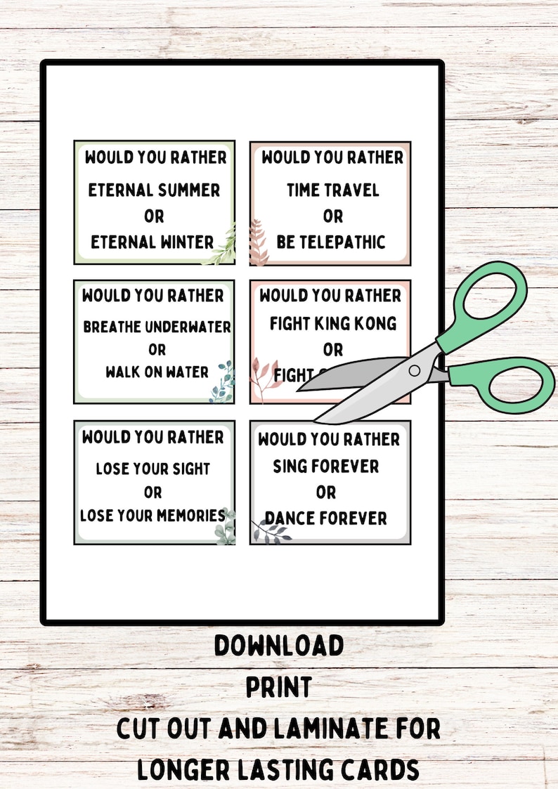 Ice Breaker Games Printable, Would You Rather Ice Breaker Game ...
