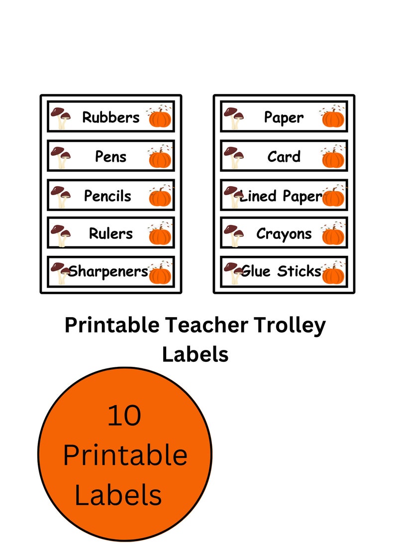Teacher Trolley Labels, Fall Decor, Fall Theme, Printable Labels ...