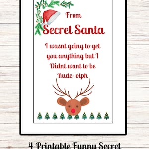 Secret Santa Notes, Funny Secret Santa Printable Notes, 4 Secret Santa ...