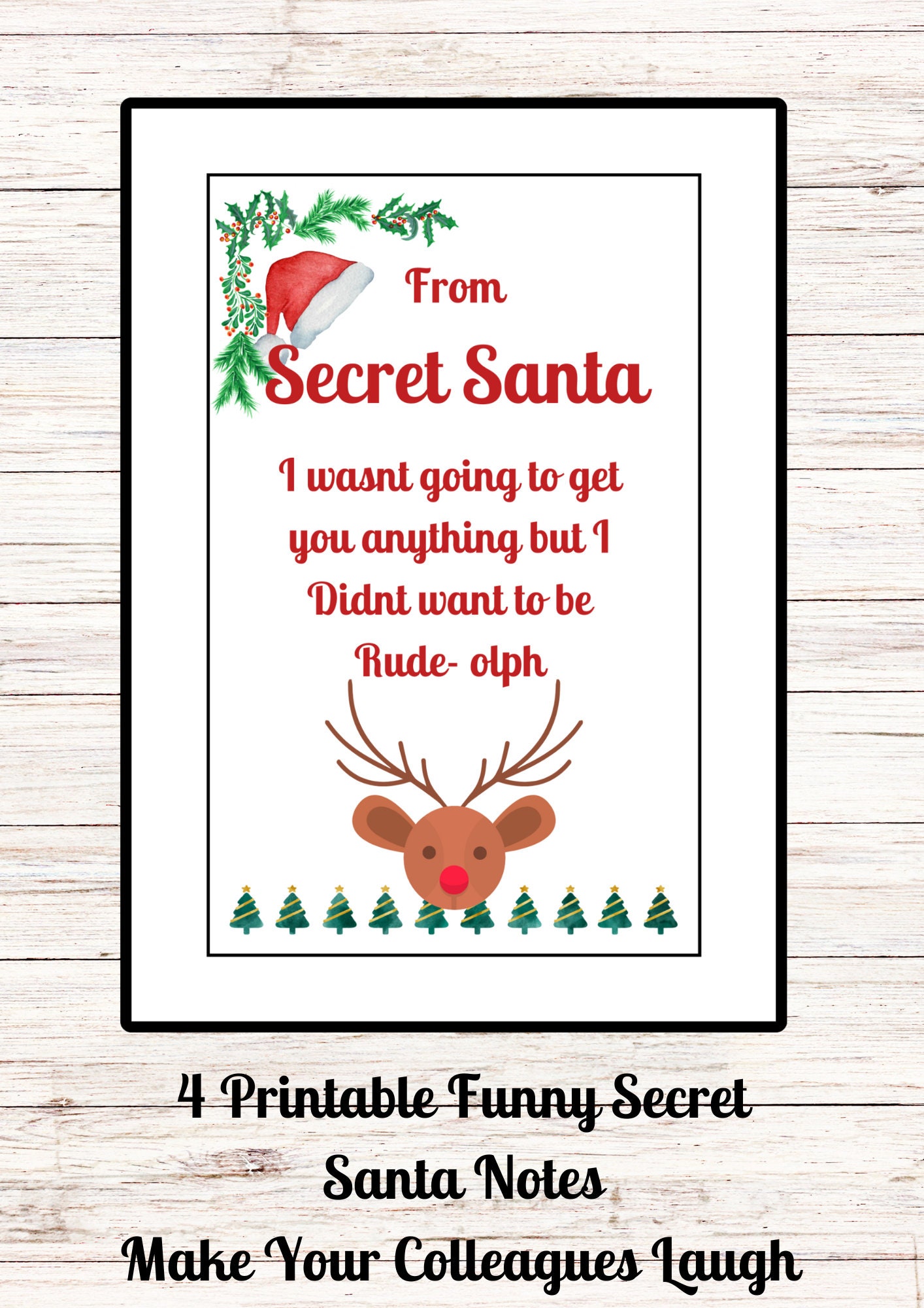 Secret Santa Notes, Funny Secret Santa Printable Notes, 4 Secret Santa ... Secret Santa Notes, Funny Secret Santa Printable Notes, 4 Secret Santa ...