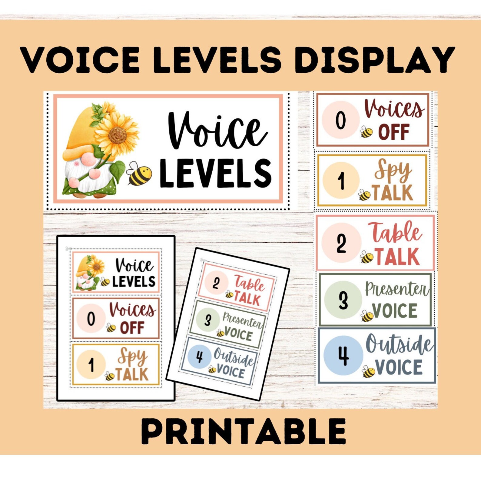 Voice Levels Bulletin Board Printable, Back to School Classroom Decor ...