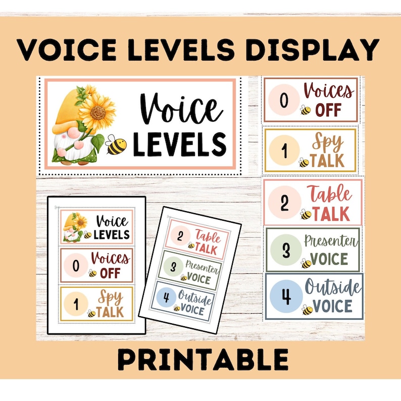 Voice Levels Bulletin Board Printable, Back to School Classroom Decor ...