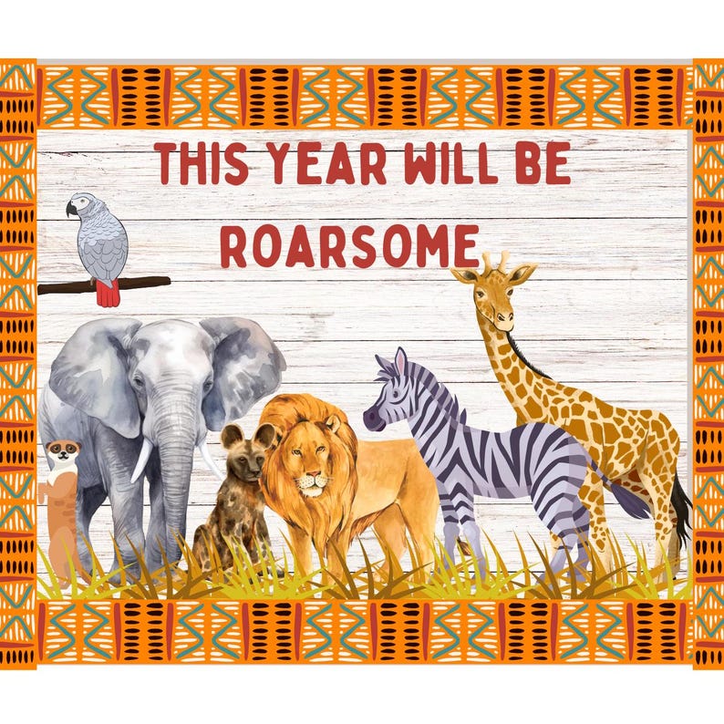 Safari Animals New Year Bulletin Board Printable (PDF) - Etsy