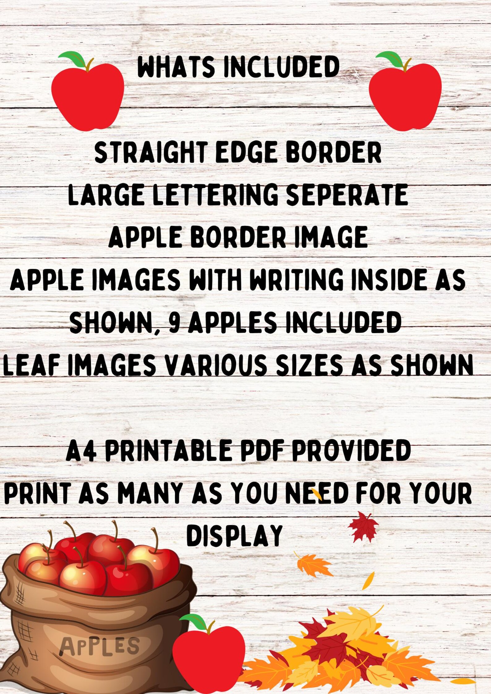 Christian Fall Bulletin Board Printable: Apple & God's Values (A4 PDF ...