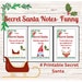 Secret Santa Notes, Funny Secret Santa Printable Notes, 4 Secret Santa ...