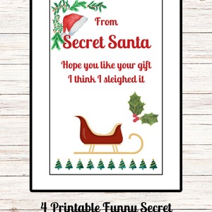 Secret Santa Notes, Funny Secret Santa Printable Notes, 4 Secret Santa ...