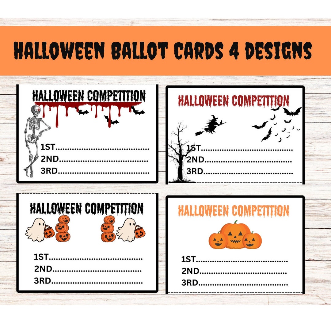 Halloween Competition Ballot Cards: 4 Unique Designs (printable PDF) - Etsy