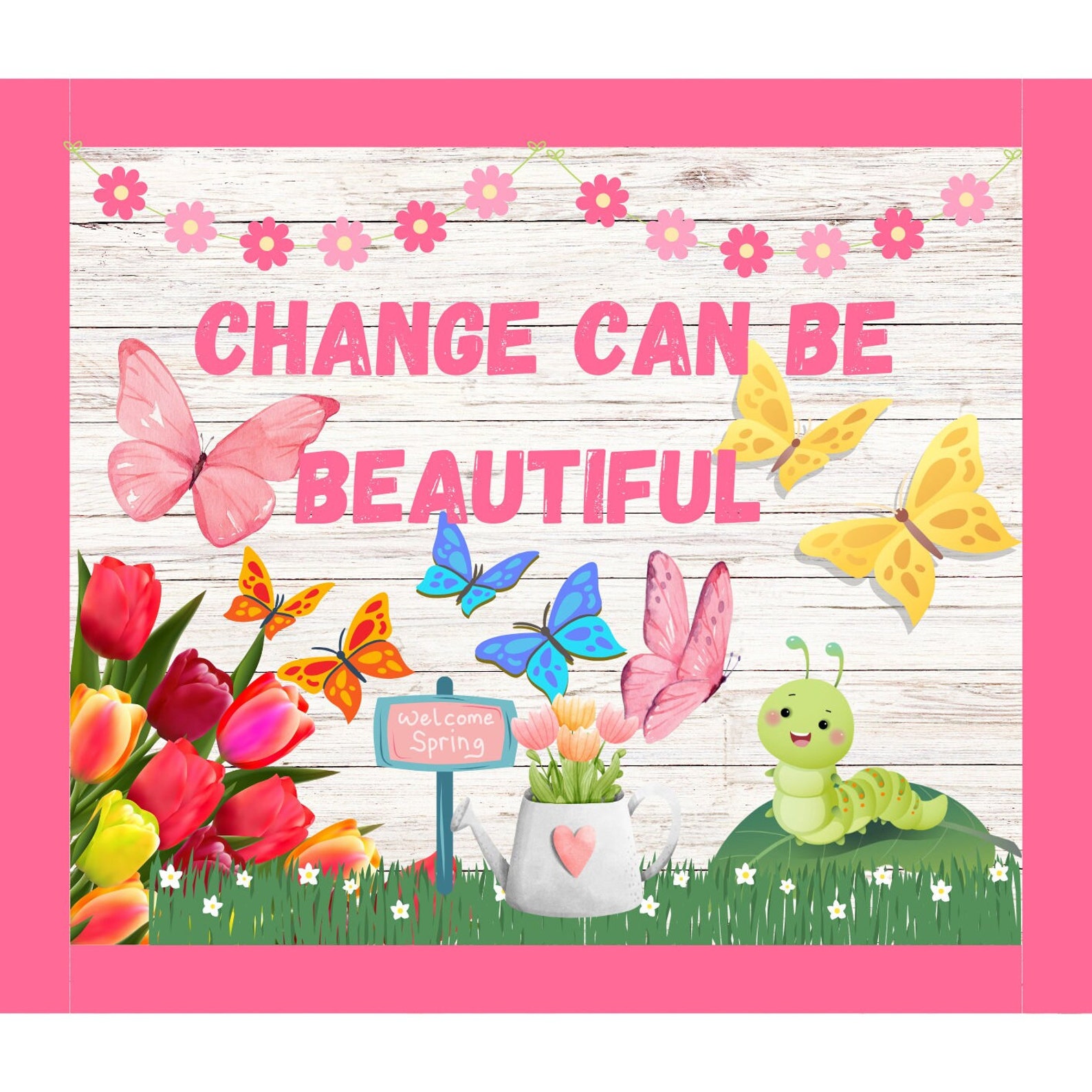 Spring Bulletin Board Printable, Butterfly Bulletin Board, Positive ...