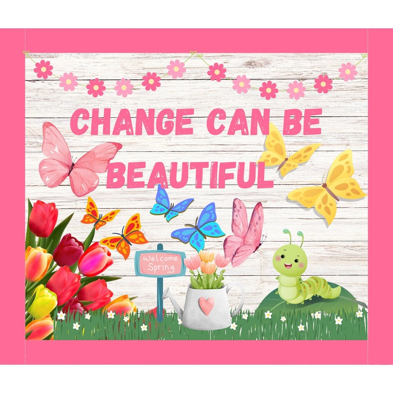 Spring Bulletin Board Printable, Butterfly Bulletin Board, Positive ...