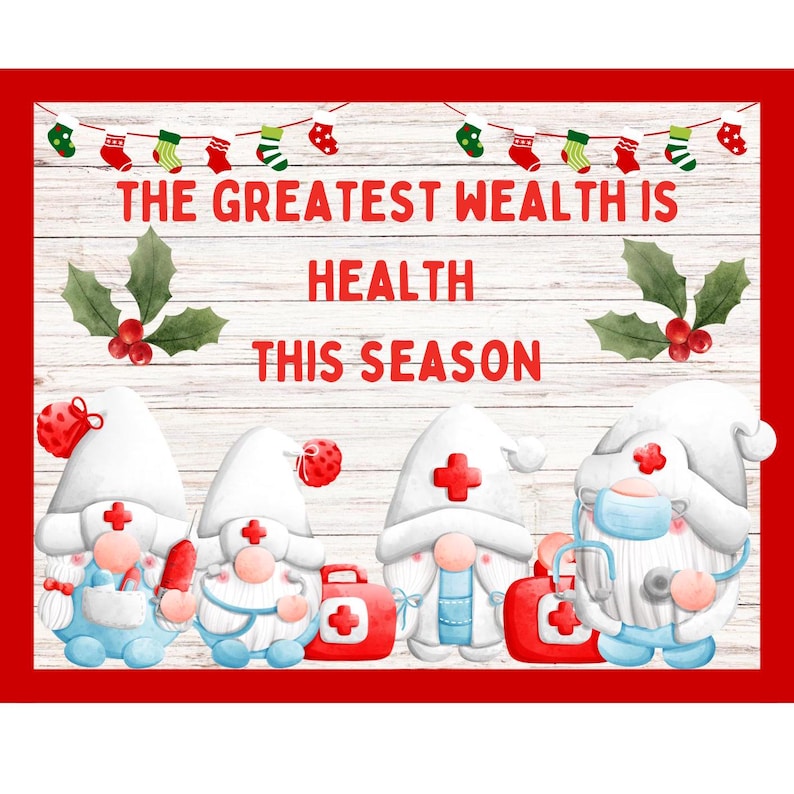Christmas School Nurse Bulletin Board: Healthy Habits Gnomes (printable ...