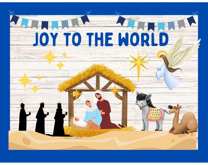Nativity Bulletin Board, Baby Jesus Scene, Winter Christmas Decor ...