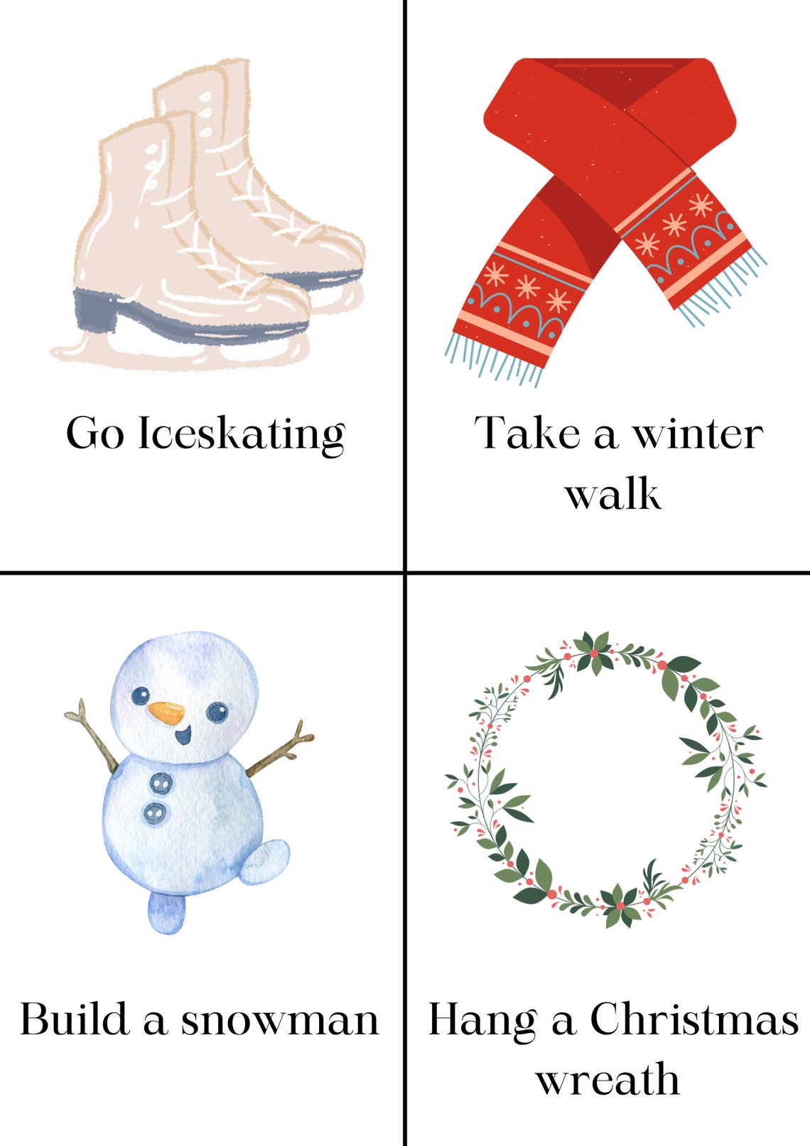 Advent Calender Flash Cards for Kids 28 Printable Advent - Etsy