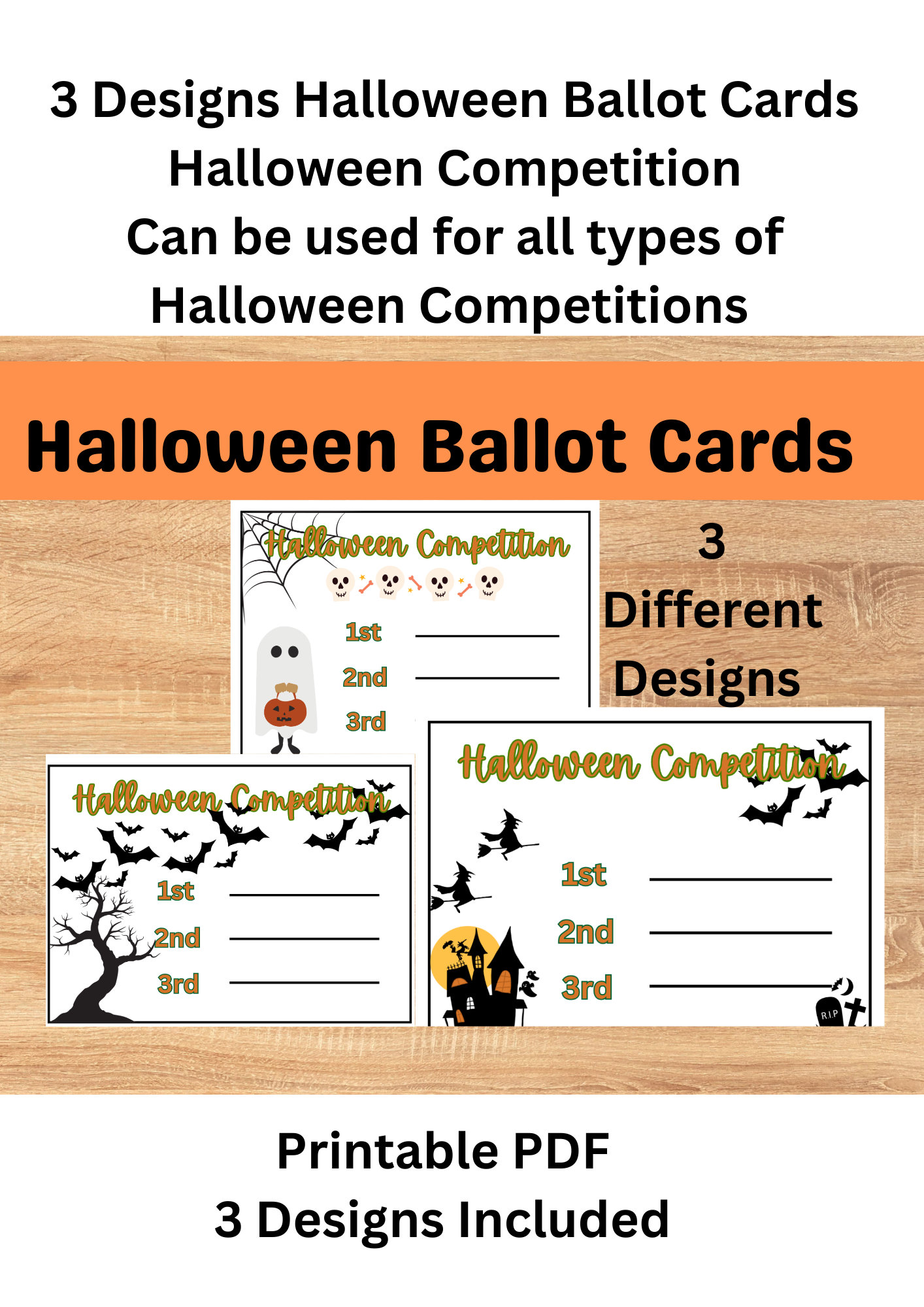 Halloween Competition Ballot Cards: Set of 3 (printable) - Etsy