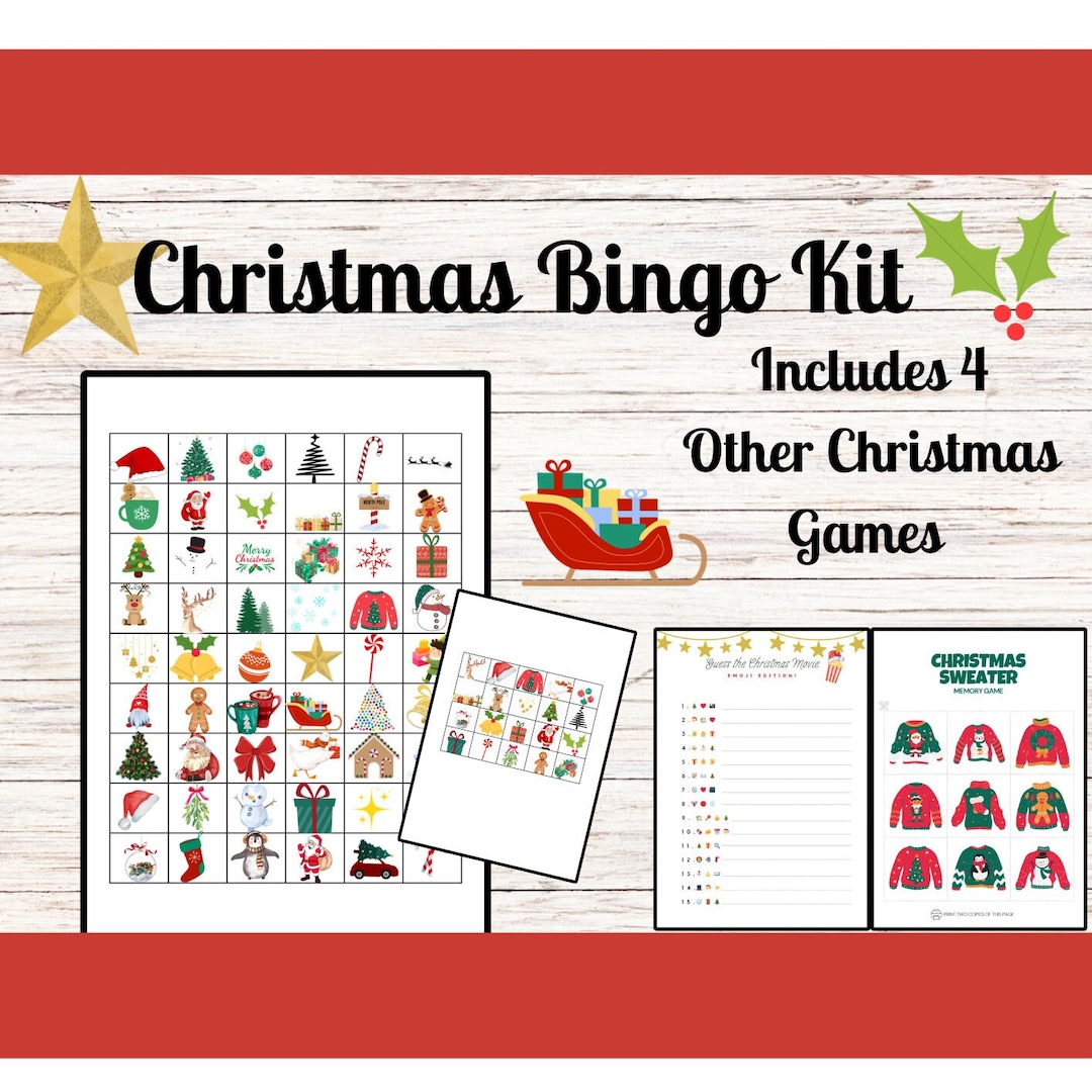 Printable Christmas Bingo Game, Christmas Games Bundle, Christmas ...