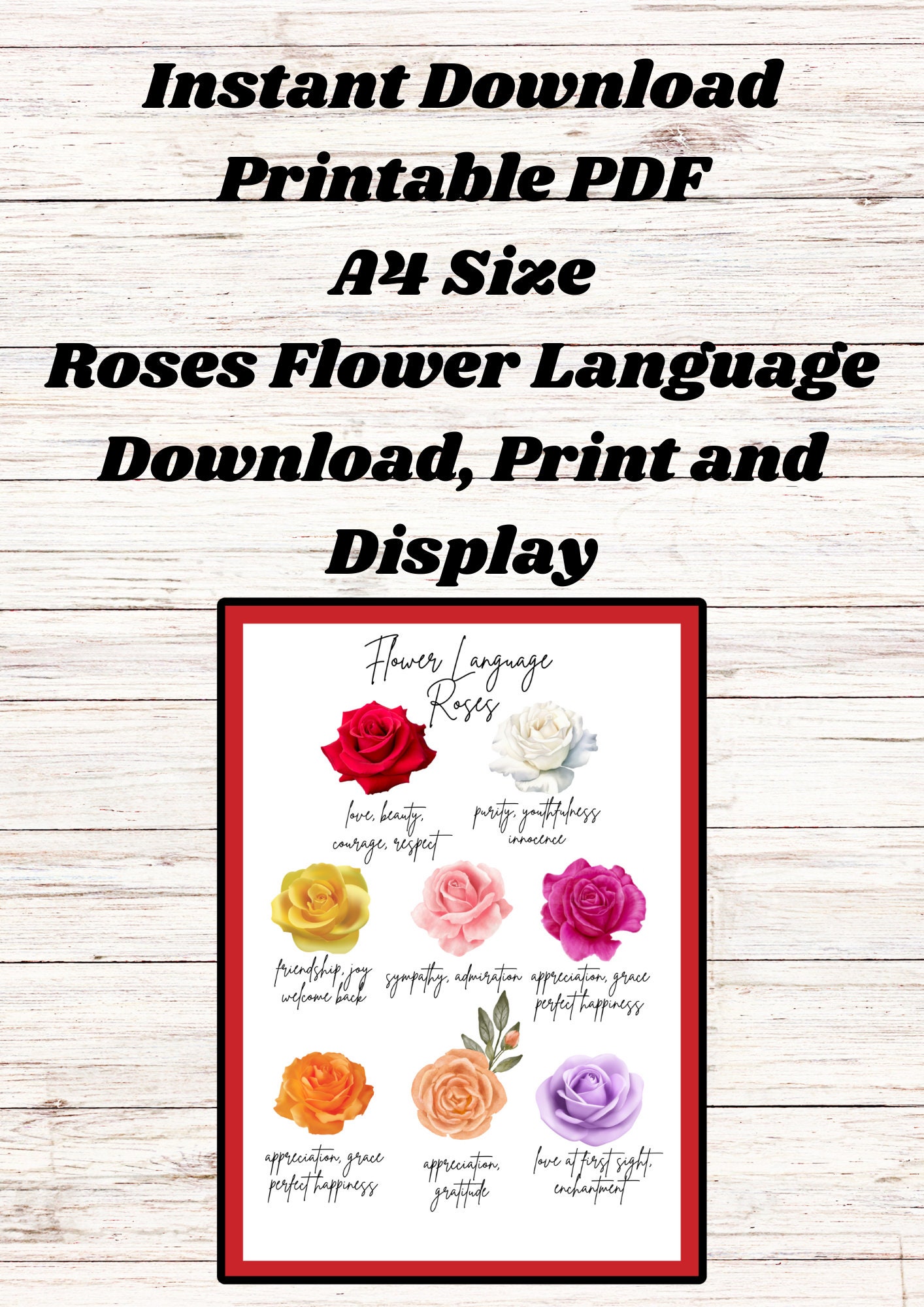 Language of Flowers Printable, Meanings of Roses Flowers, Meaning of ...