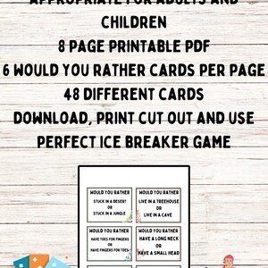 Ice Breaker Games Printable, Would You Rather Ice Breaker Game ...