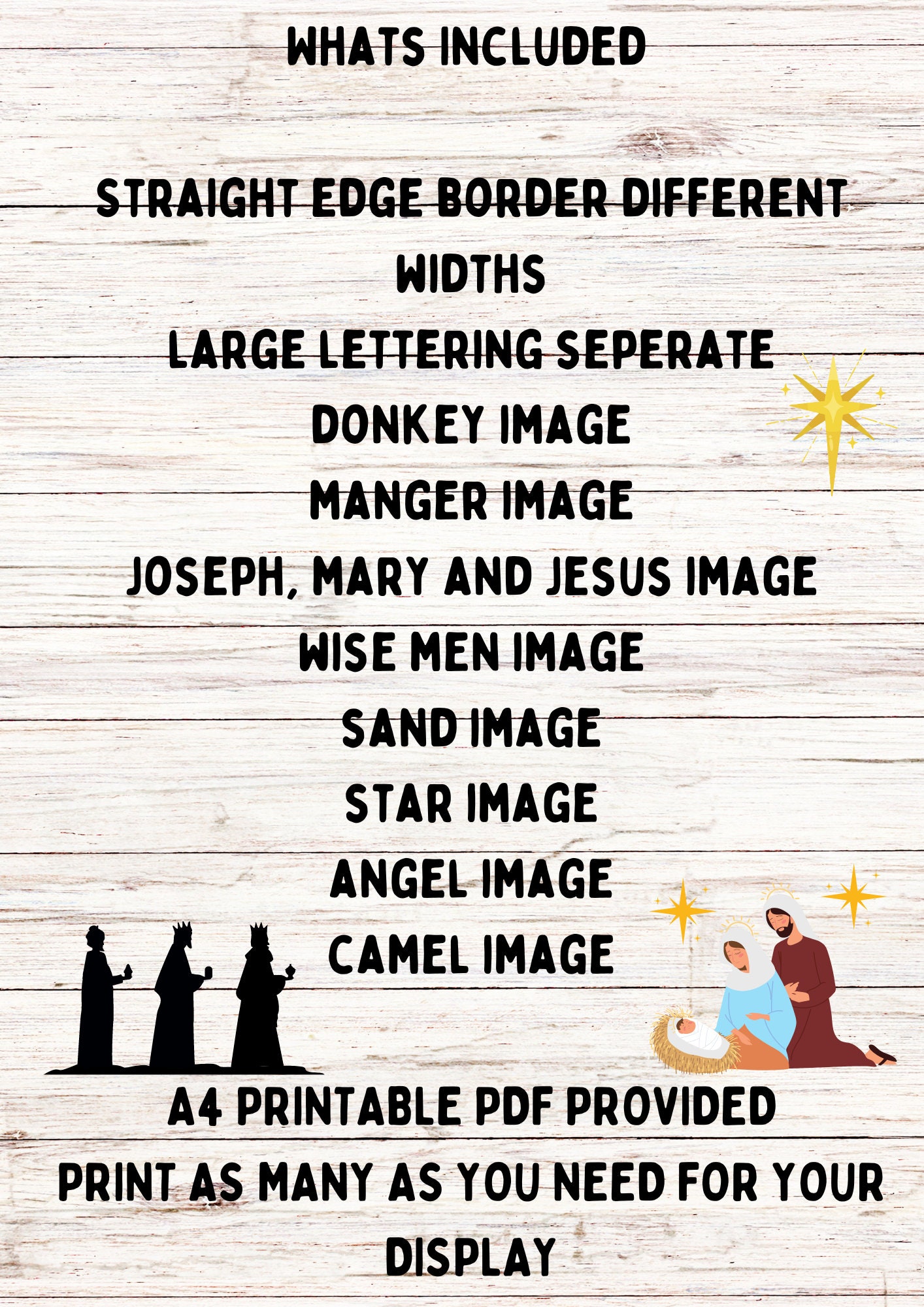 Nativity Scene Bulletin Board Printable: Christmas Manger Decor (A4 PDF ...