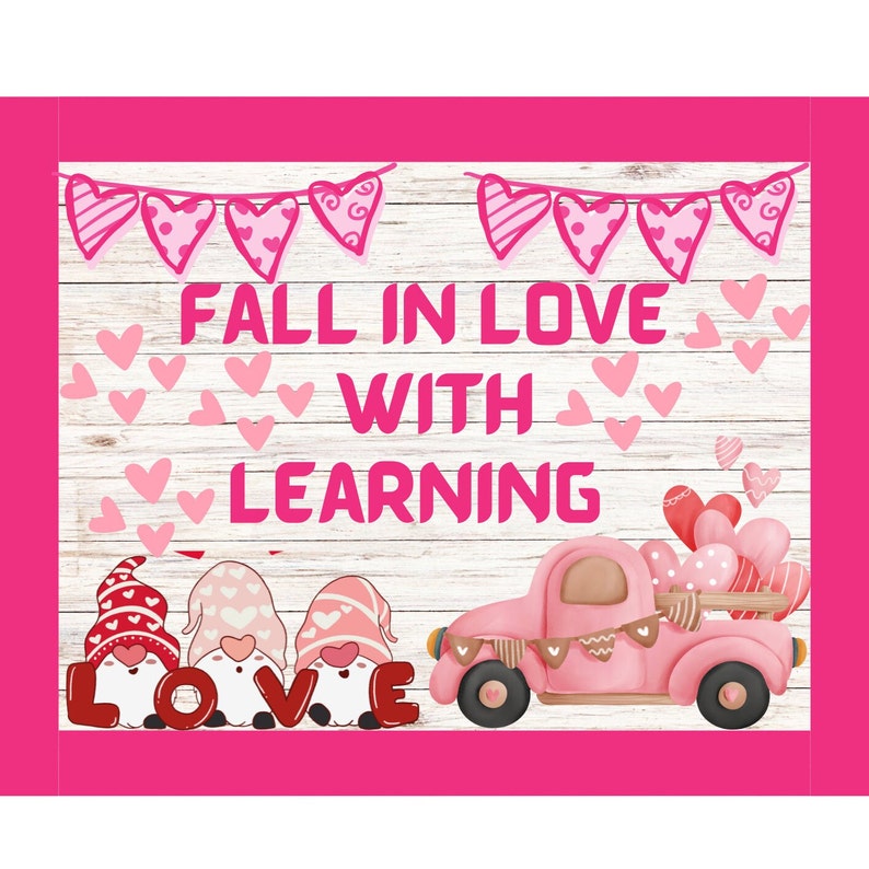 Valentine's Day Pink Classroom Bulletin Board Kit (printable PDF) - Etsy