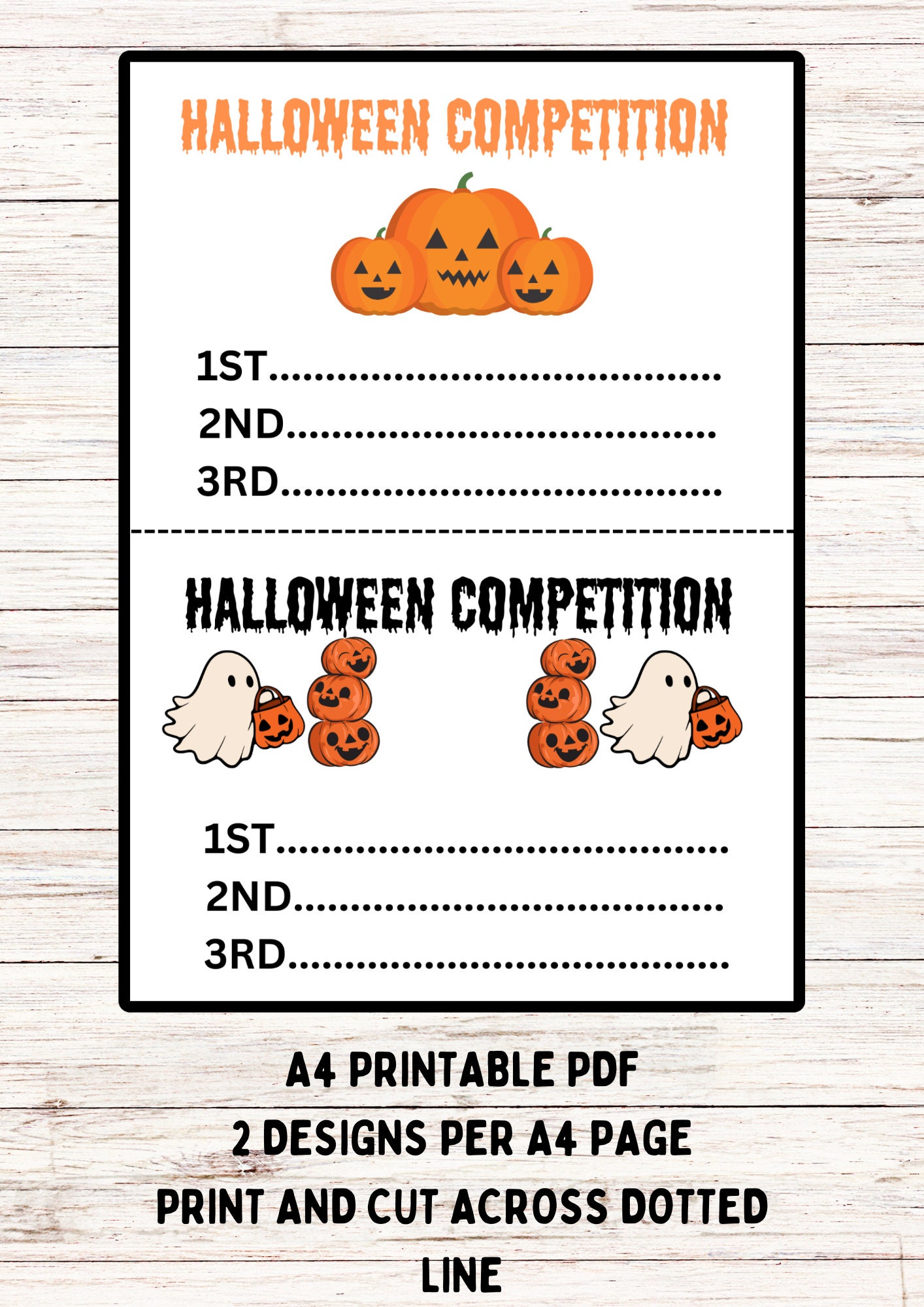 Halloween Competition Ballot Cards: 4 Unique Designs (printable PDF) - Etsy