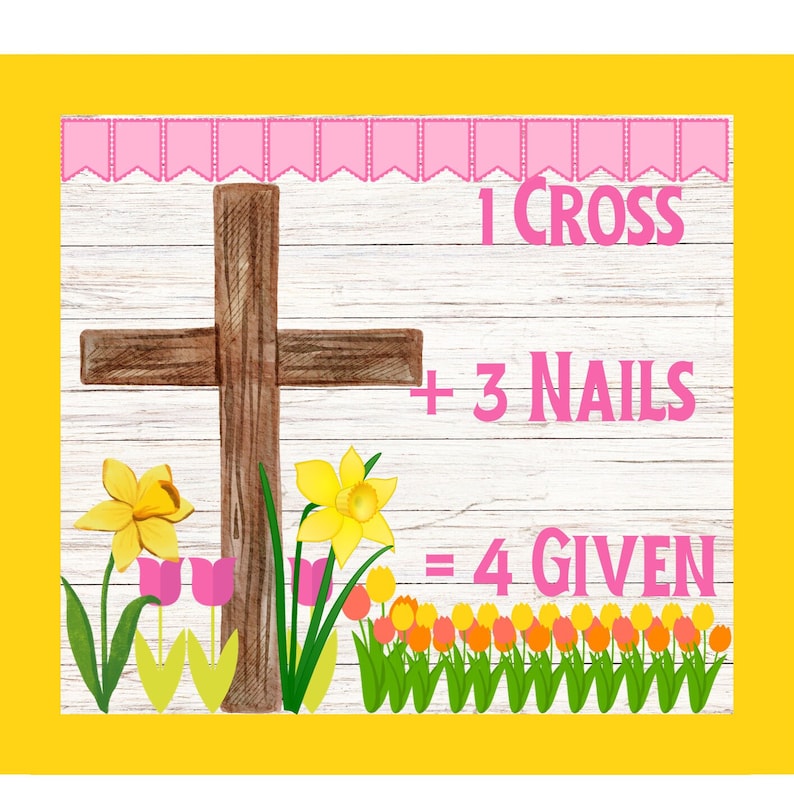 Christian Easter Bulletin Board Kit: Cross & Spring Decor (printable ...