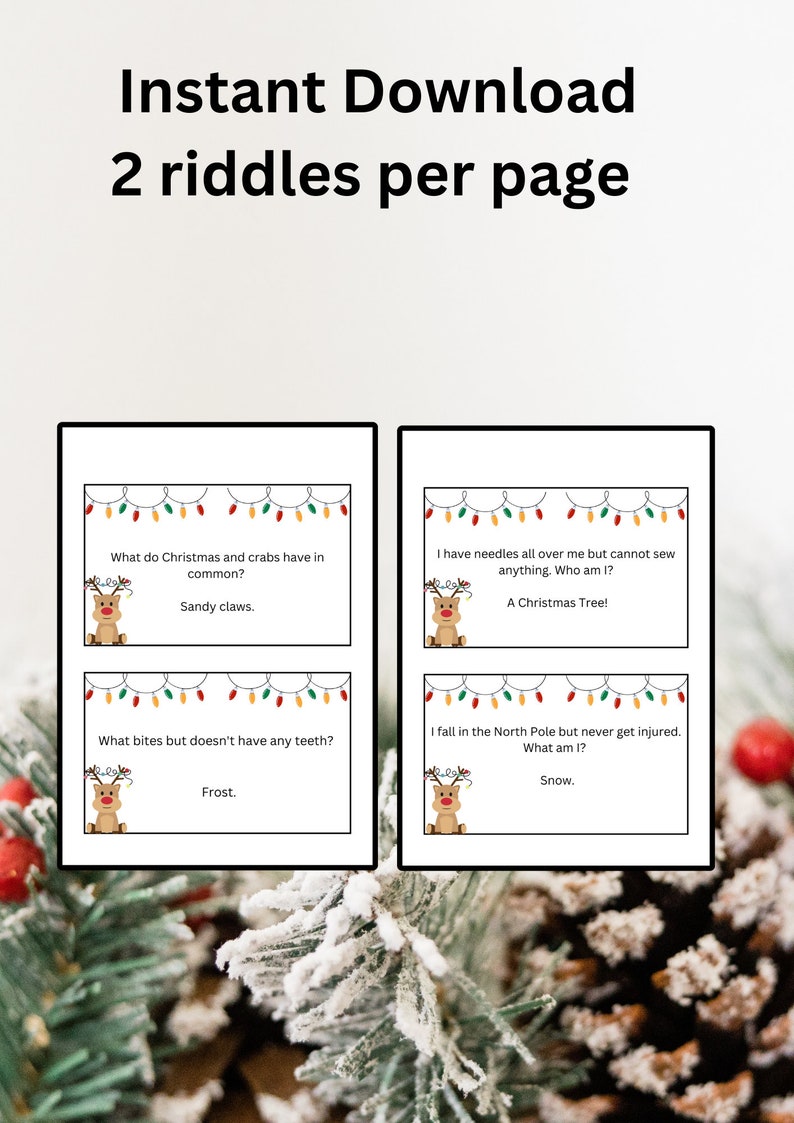 Christmas Riddles Printable, Christmas Party Game, 40 Christmas Riddles ...