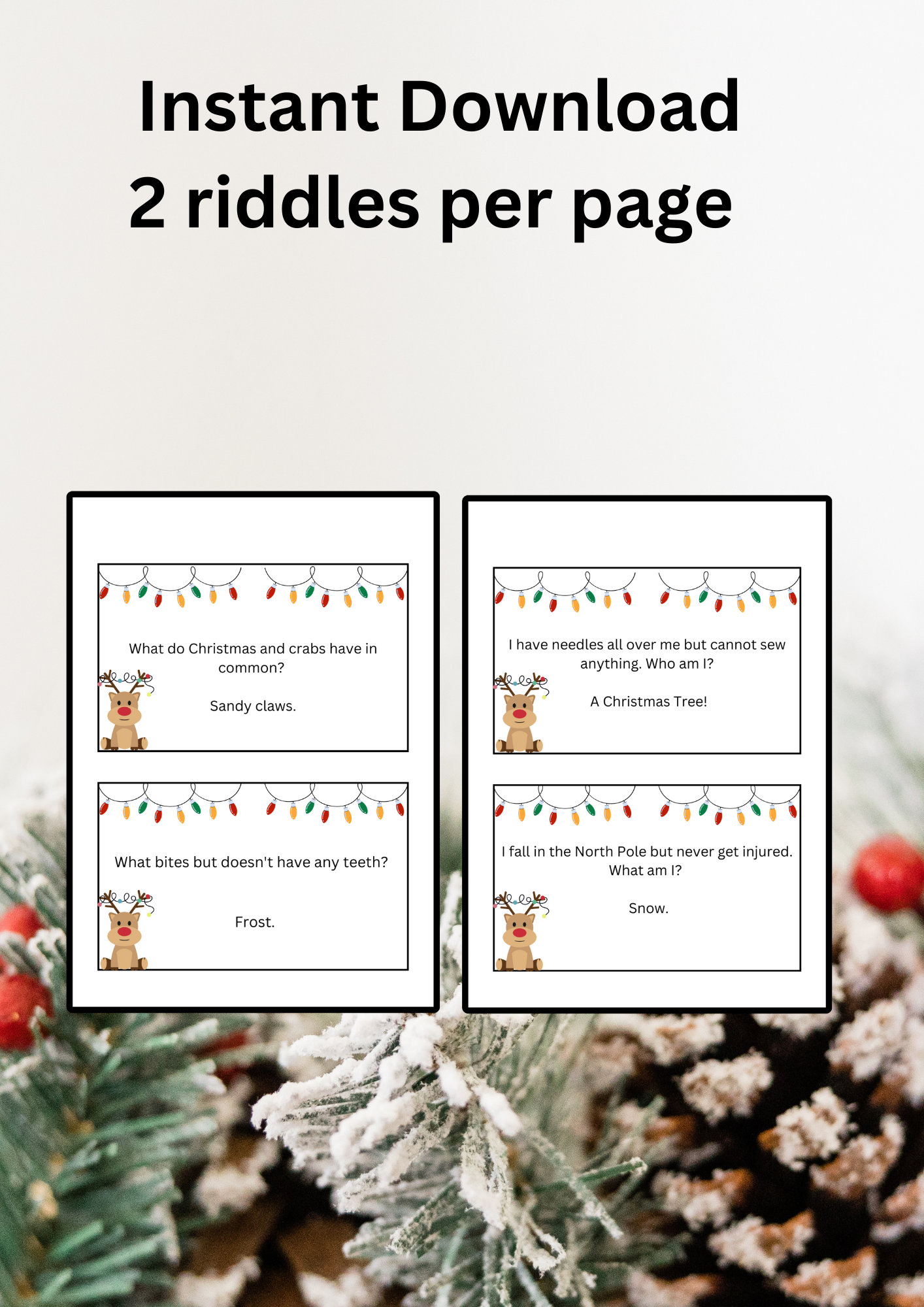 Christmas Riddles Printable, Christmas Party Game, 40 Christmas Riddles ...