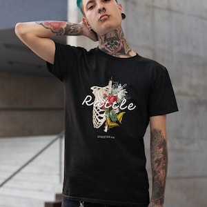 Rattle Rib Cage Tee, Rib Cage Design, Bones and Flowers, Graphic Tee ...