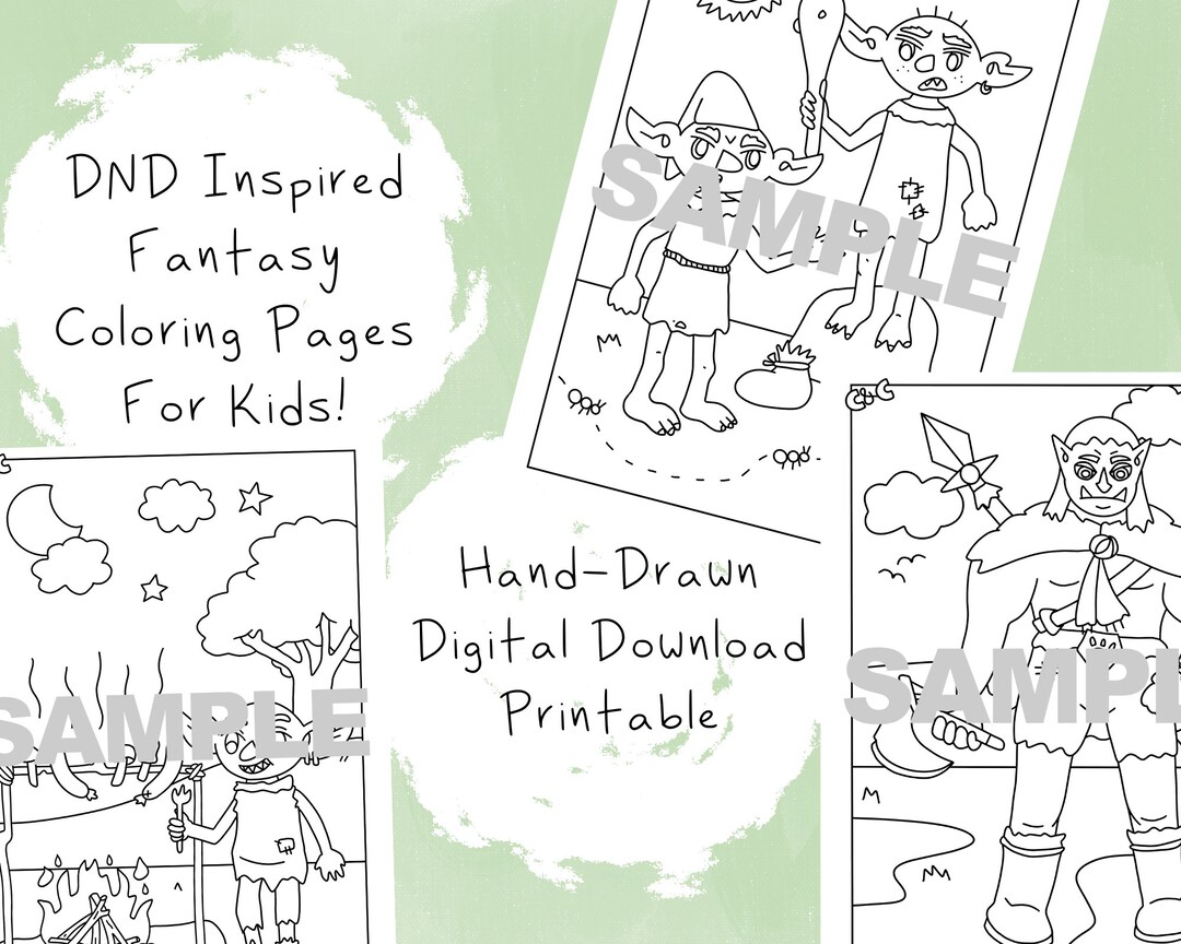 Orc and Goblins Coloring Pages - Children's Whimsical Fantasy Printable ...
