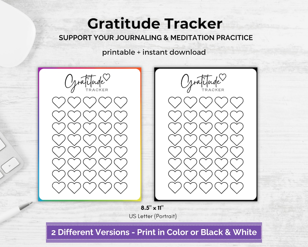 40-day Gratitude Tracker: Printable Meditation Journal (digital ...