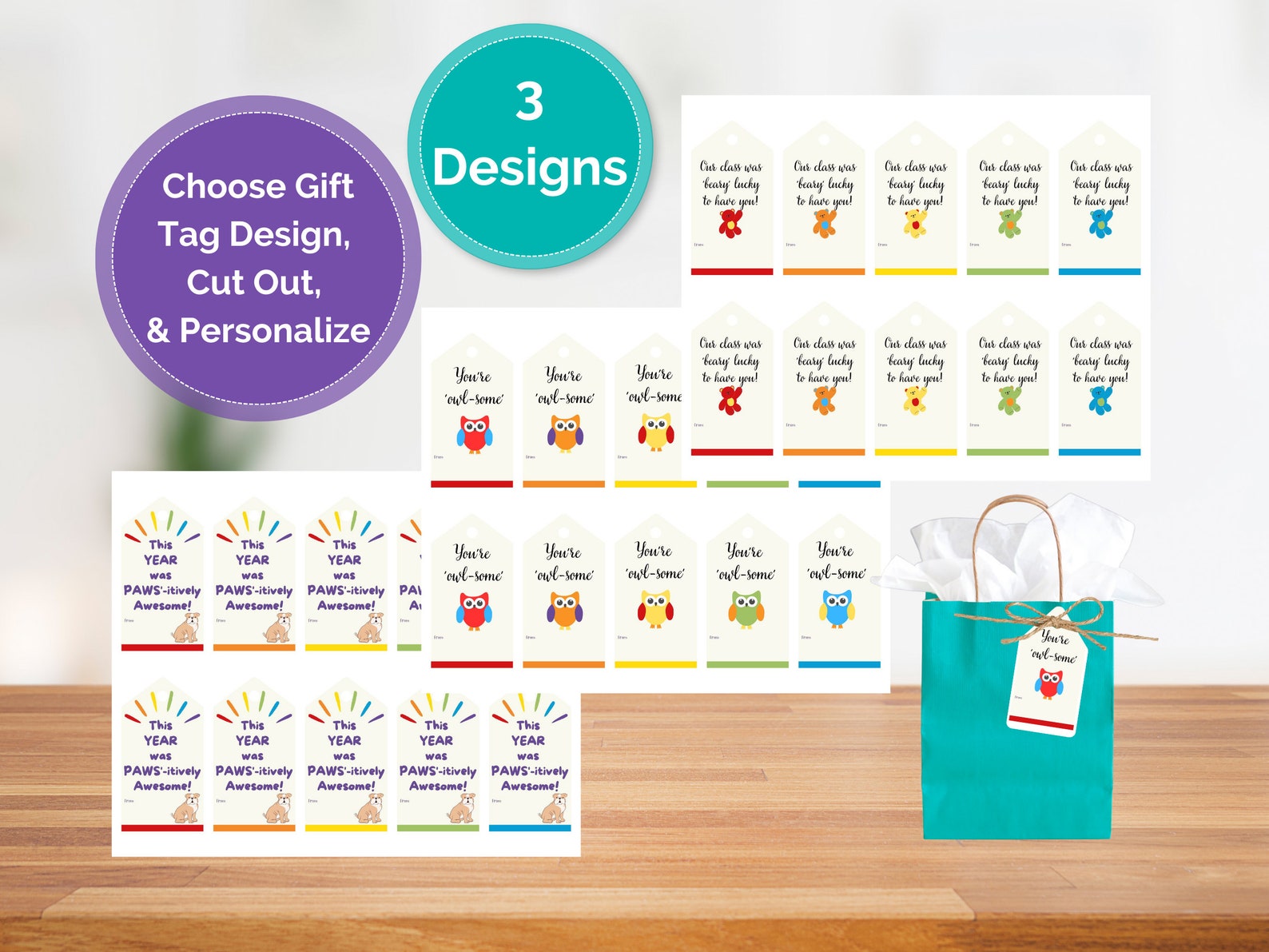 Teacher Appreciation Gift Tags, End of Year Gift Tags, Printable Gift ...