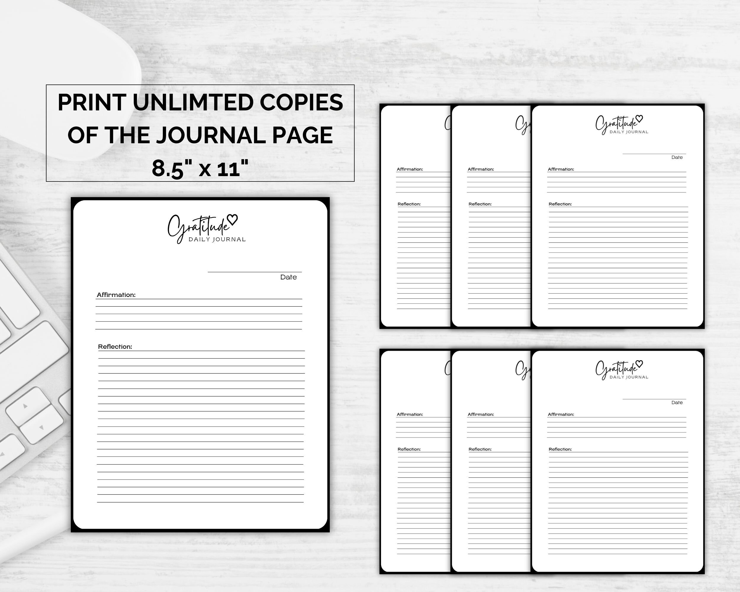 Printable Gratitude Journal Page With Daily Tracker Sheet & 40 ...