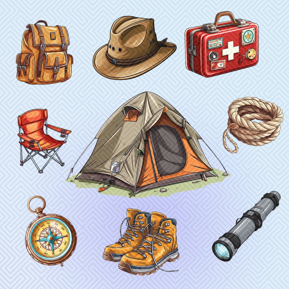 Camping Gear Clipart Cartoon Cliparts Cartoon Camping - Etsy