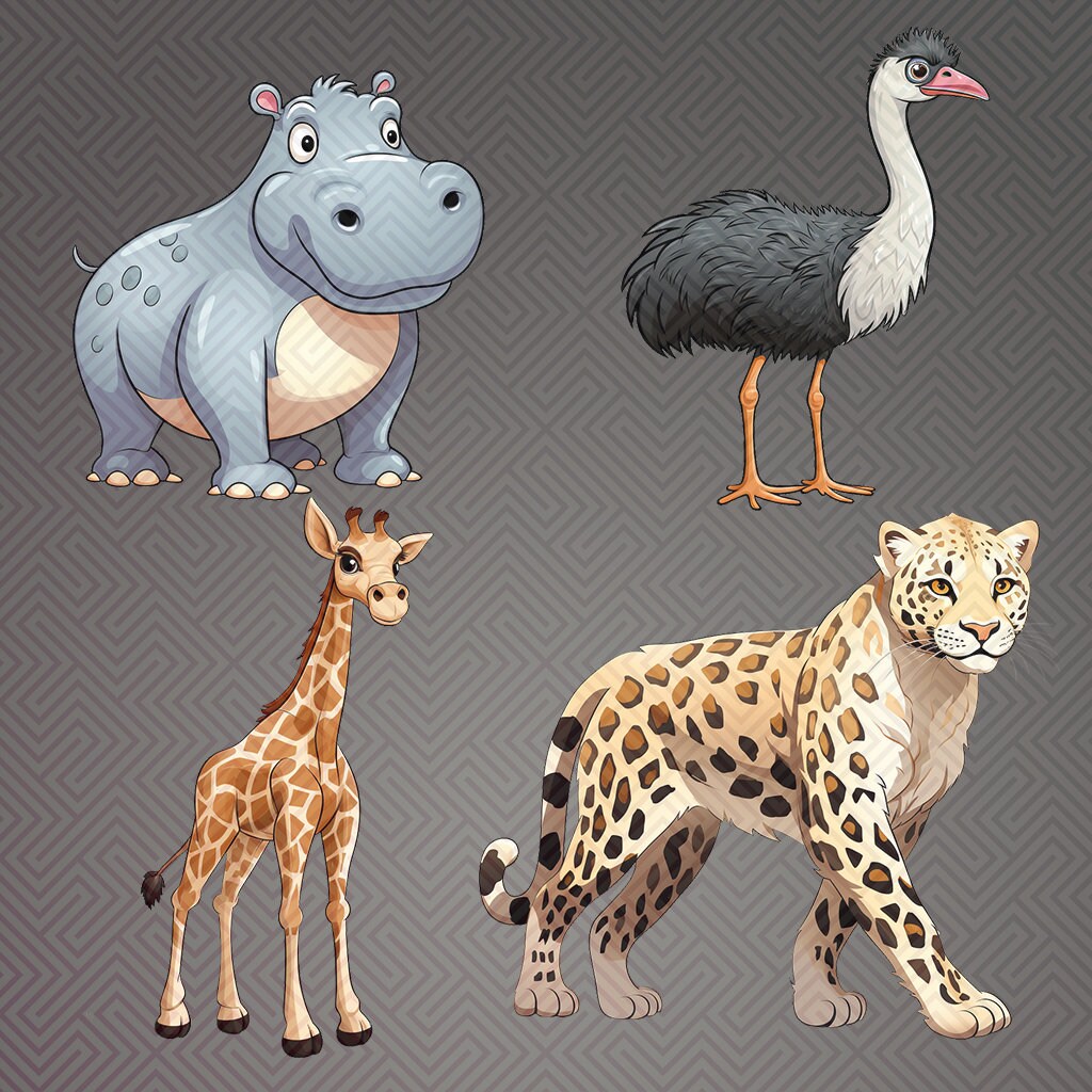 Savanna Animals Clipart, Cartoon Cliparts, Cartoon Animals, Savanna Art ...