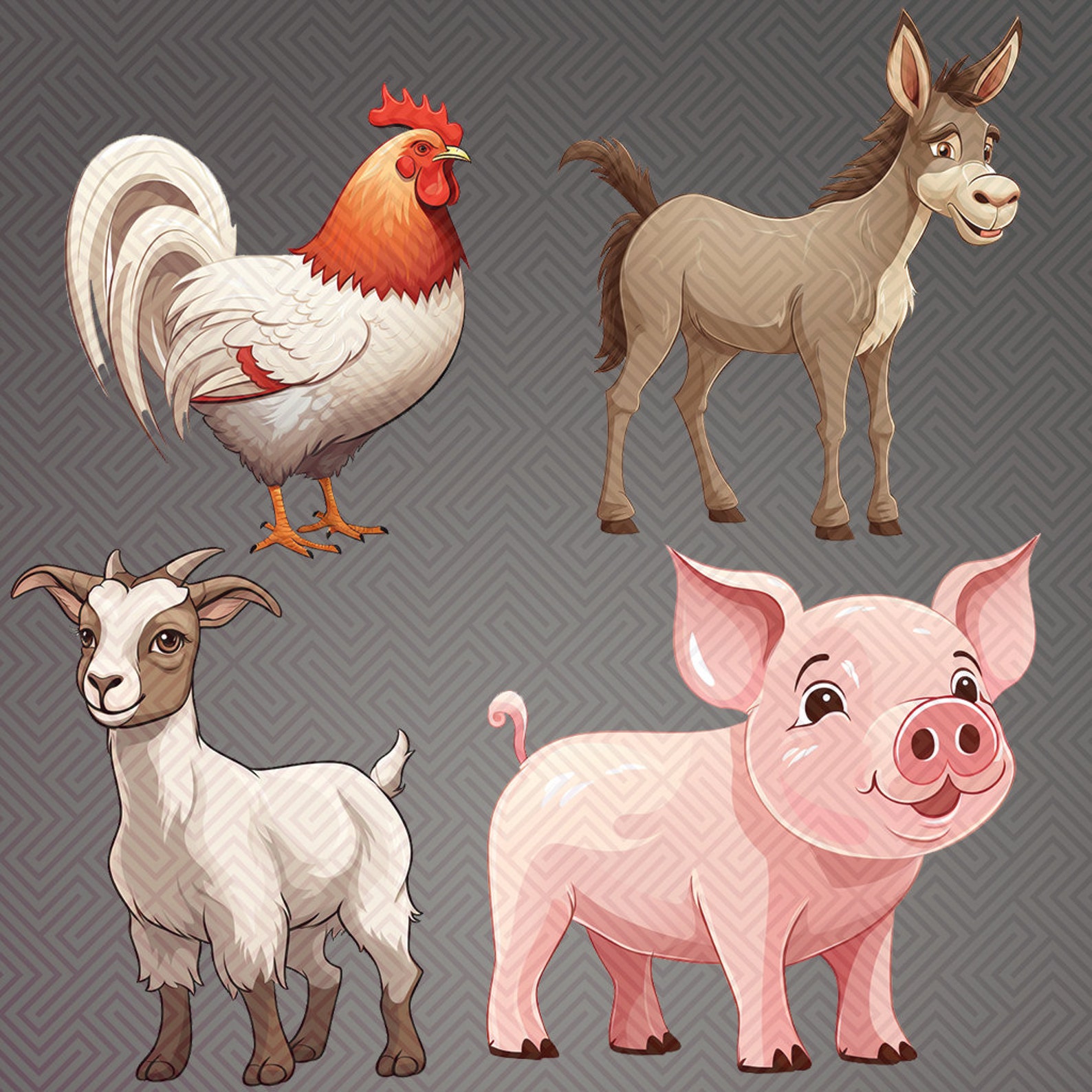 Farm Animals Clipart, Cartoon Cliparts, Cartoon Animals, Farm Art, PNG ...