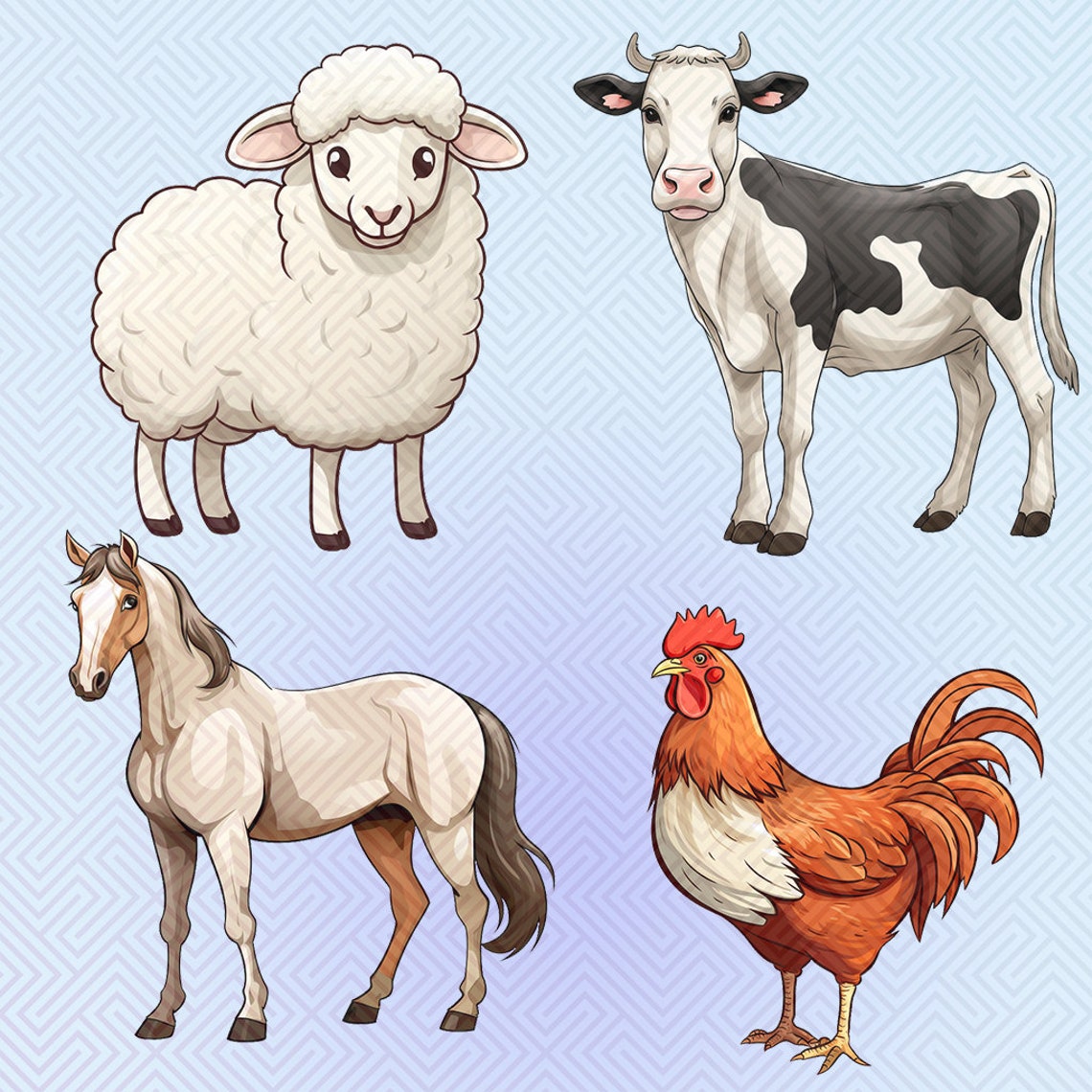 Farm Animals Clipart, Cartoon Cliparts, Cartoon Animals, Farm Art, PNG ...