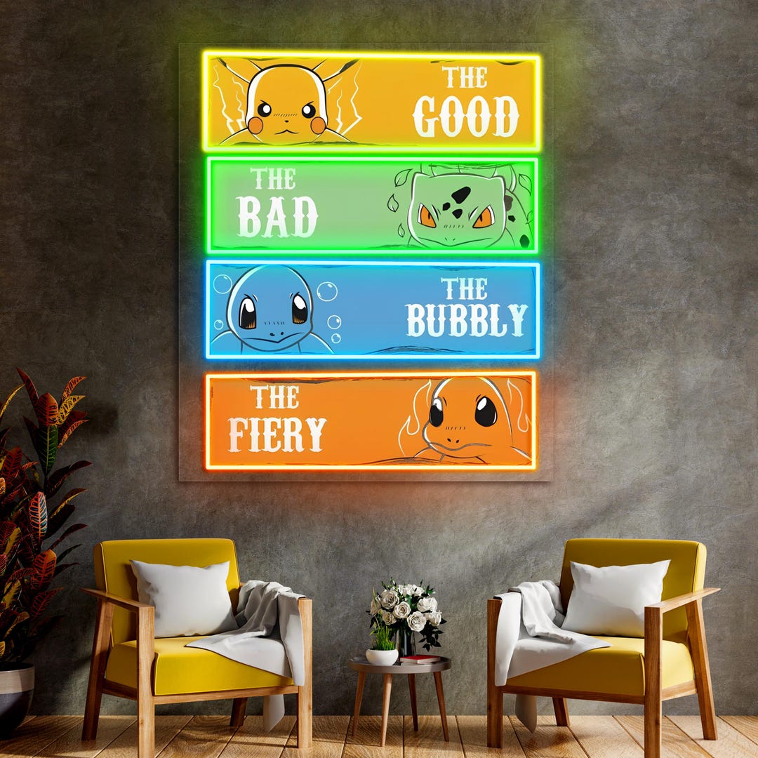Pokemon Plexiglass Neon Art, Pokemon Neon Sign, Neon Light Sign, Neon ...